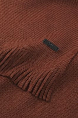 BOSS Knit Scarf In Virgin Wool With Logo Detail