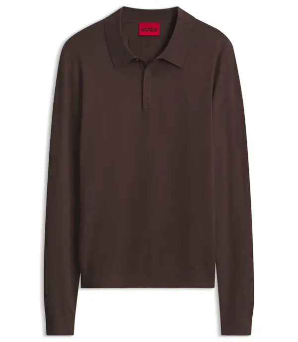 Hugo Slim-fit Knit Polo With Reverse Logo