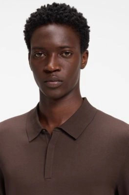 Hugo Slim-fit Knit Polo With Reverse Logo