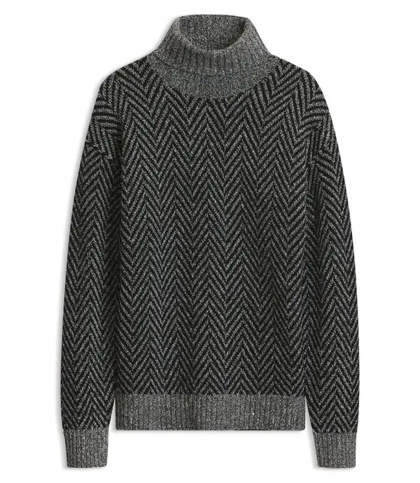 Hugo Relaxed-fit Turtleneck Sweater With Herringbone Knit