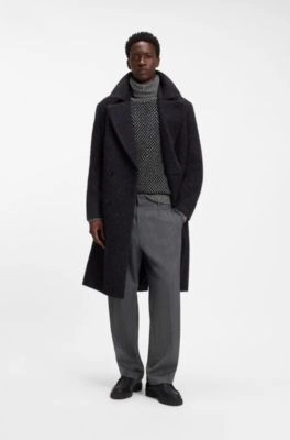 Hugo Relaxed-fit Turtleneck Sweater With Herringbone Knit