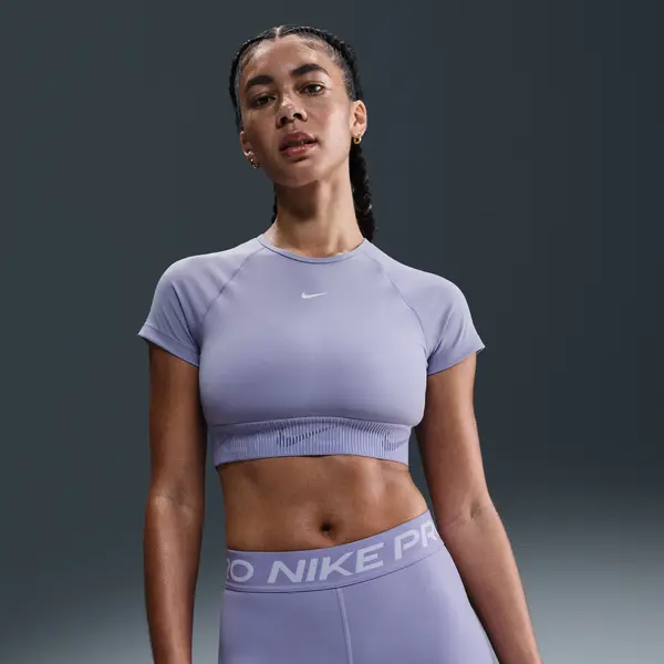 Nike Pro Dri-fit Cropped Graphic Top - Purple