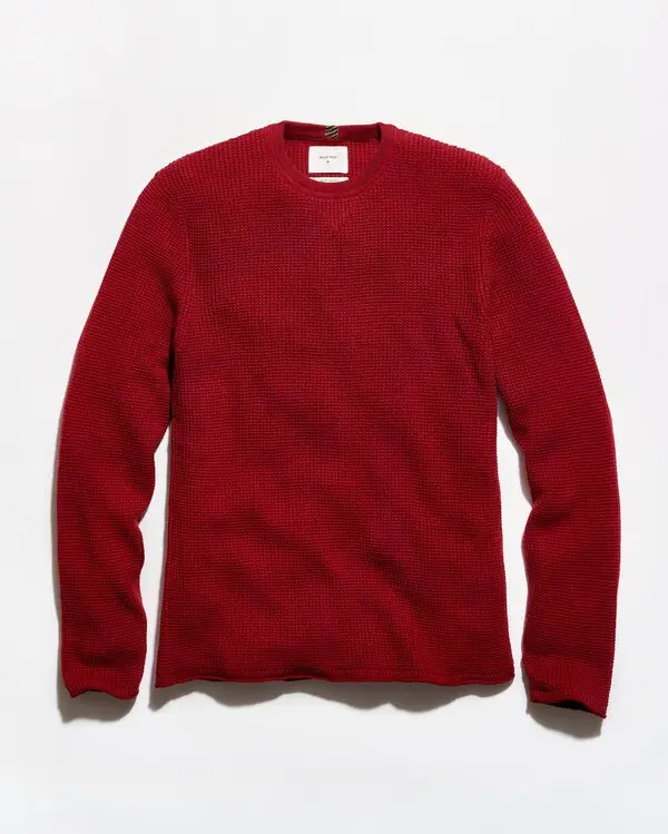 Billy Reid Martin Mini Waffle Crew - Dark Cherry