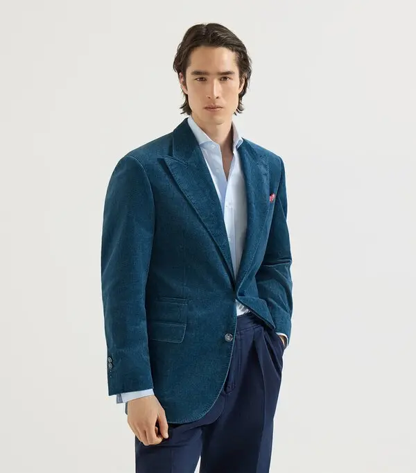 Brunello Cucinelli Denim-effect Velvet Blazer