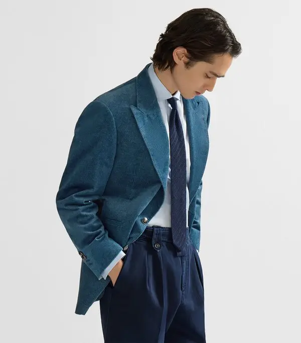 Brunello Cucinelli Denim-effect Velvet Blazer