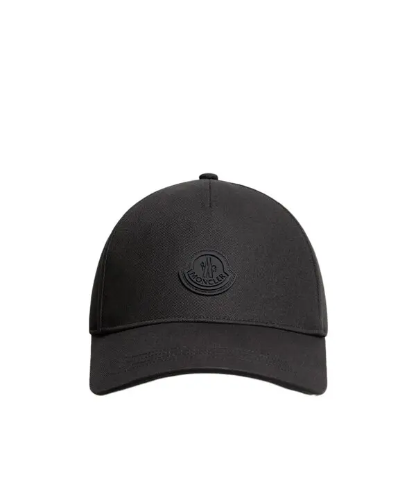 Moncler Silicone Logo Cotton Baseball Cap - Black