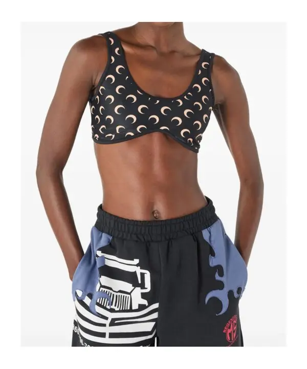 MARINE SERRE Moon Printed Scoop Neck Top