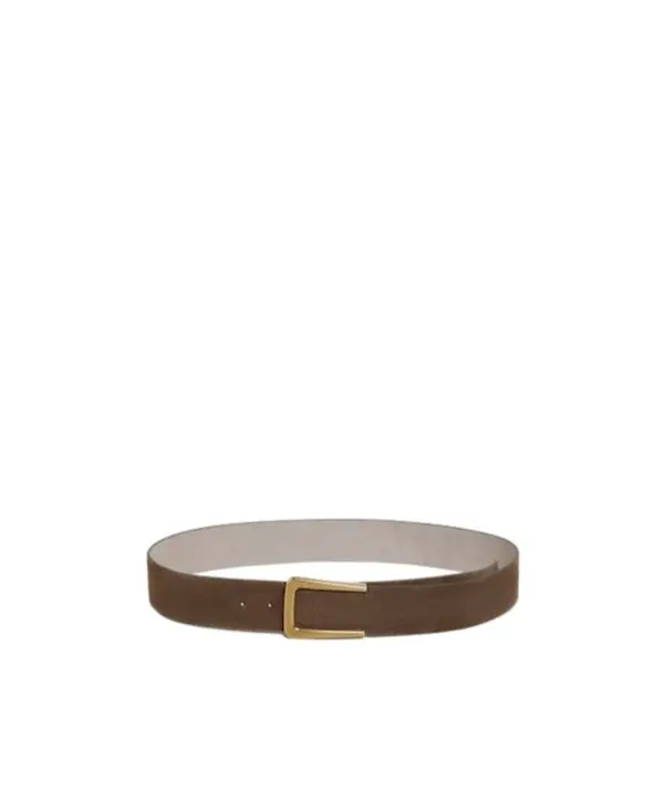 Brunello Cucinelli Suede Belt With Clip-on Buckle - Brown