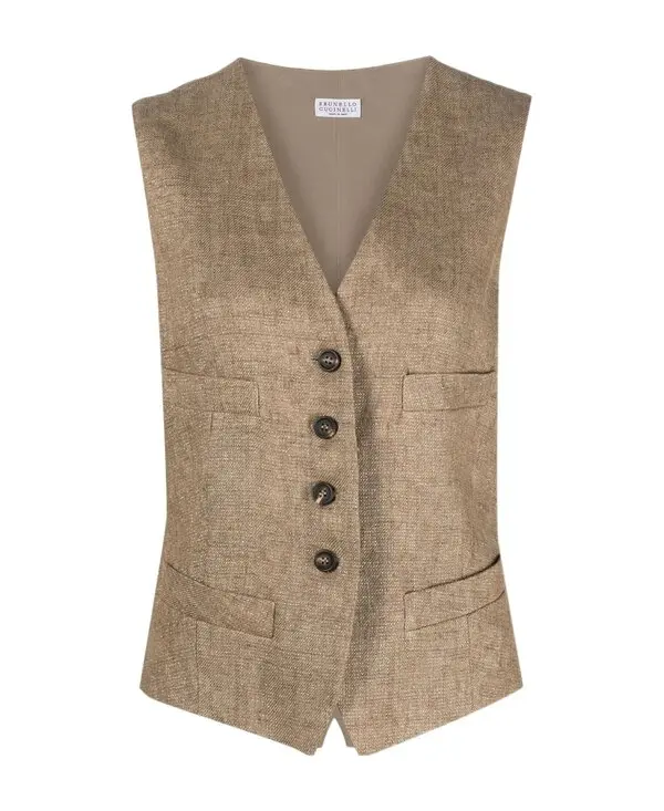 Brunello Cucinelli Single-breasted Linen Waistcoat