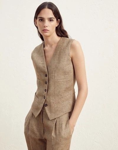 Brunello Cucinelli Single-breasted Linen Waistcoat