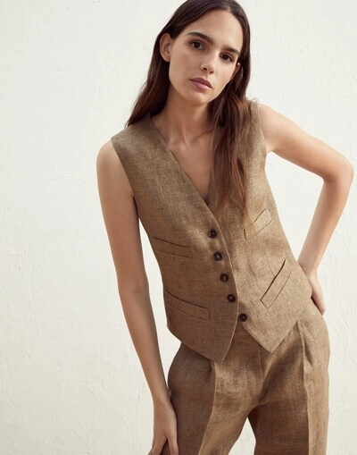 Brunello Cucinelli Single-breasted Linen Waistcoat