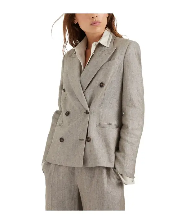 Brunello Cucinelli Double Breasted Straight Hem Blazer