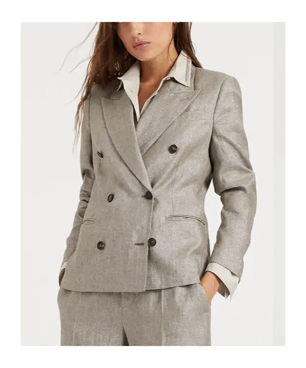 Brunello Cucinelli Double Breasted Straight Hem Blazer