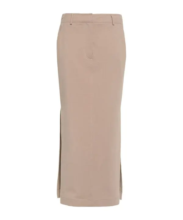 Brunello Cucinelli Midi Jersey Skirt With Side Slits