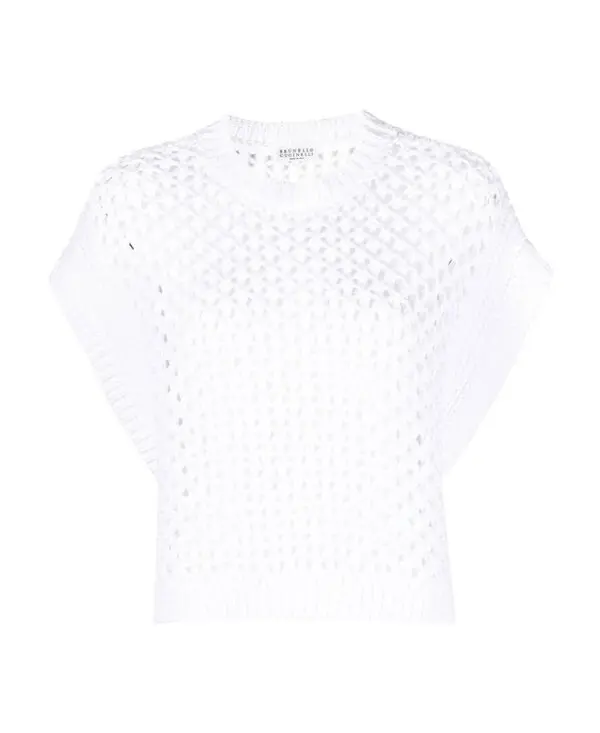 Brunello Cucinelli Open-knit Cropped Pullover