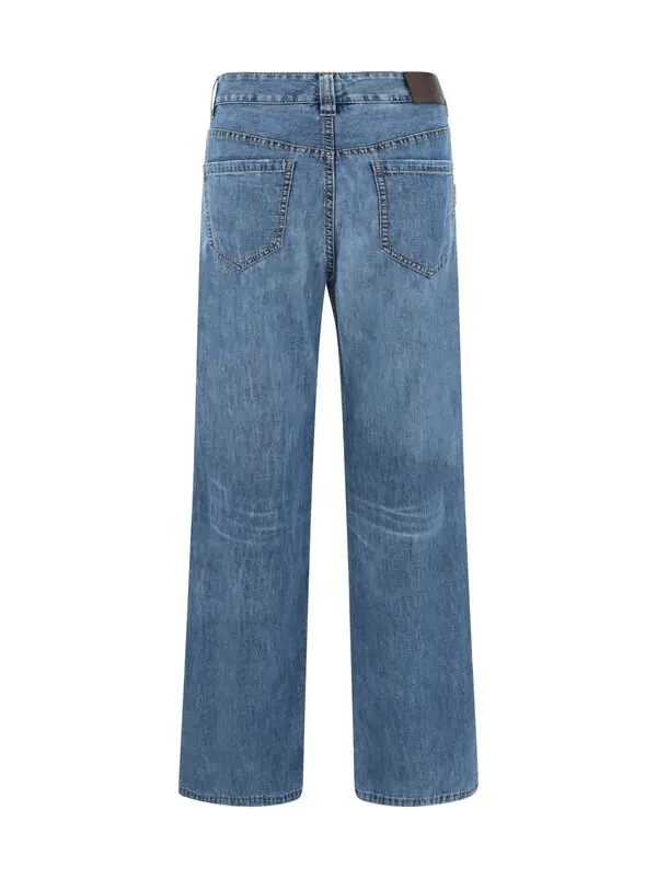 Brunello Cucinelli High-waisted Straight-leg Jeans With Monili Chain Detail