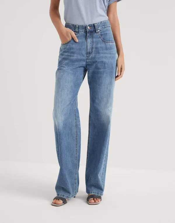 Brunello Cucinelli High-waisted Straight-leg Jeans With Monili Chain Detail