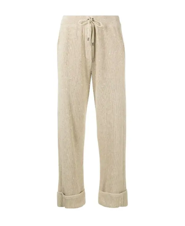 Brunello Cucinelli Rib-knitted Drawstring Trousers