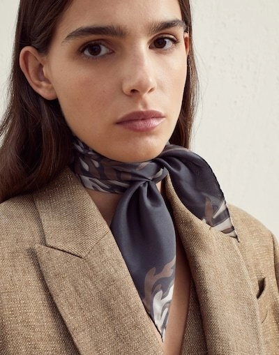 Brunello Cucinelli Floral-print Silk Foulard Scarf