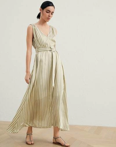 Brunello Cucinelli Striped Midi Dress