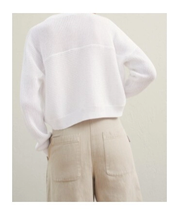 Brunello Cucinelli Ribbed Crewneck Cropped Sweater