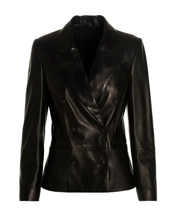 Brunello Cucinelli Double-breasted Leather Jacket