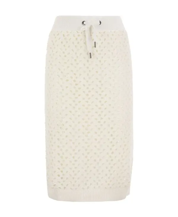 Brunello Cucinelli Open-knit Drawstring-waist Skirt
