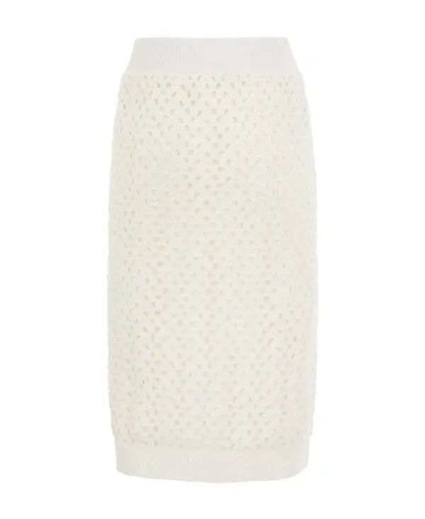 Brunello Cucinelli Open-knit Drawstring-waist Skirt