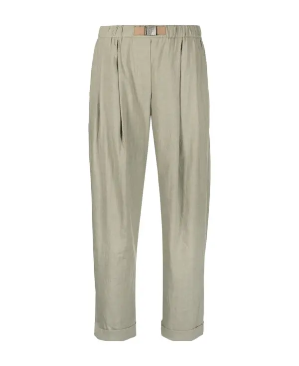 Brunello Cucinelli Linen-blend Cropped Trousers