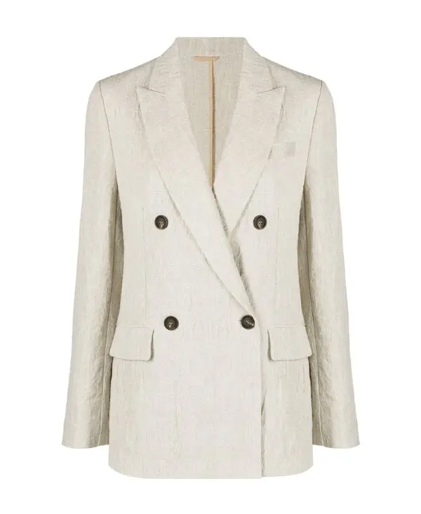 Brunello Cucinelli Prince Of Wales Check Blazer - White