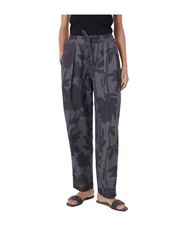 Brunello Cucinelli Floral Print Linen Trousers