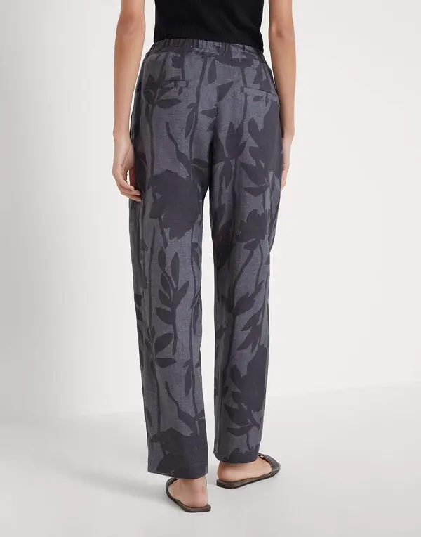 Brunello Cucinelli Floral Print Linen Trousers