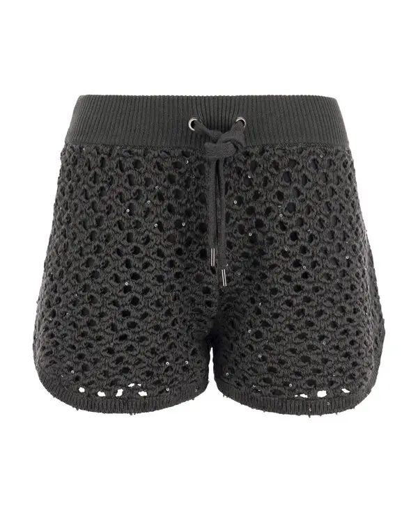 Brunello Cucinelli Sequin-embellished Crochet Short Shorts