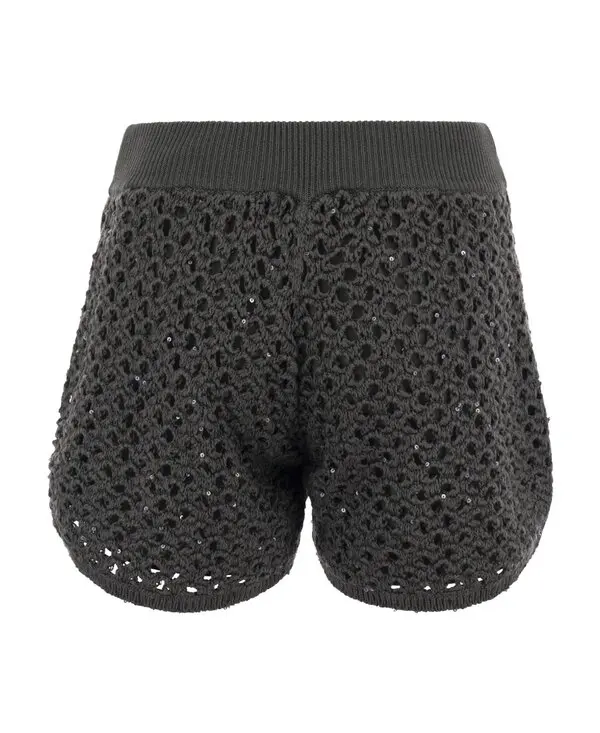 Brunello Cucinelli Sequin-embellished Crochet Short Shorts
