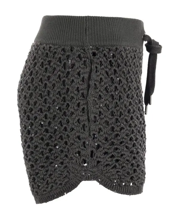 Brunello Cucinelli Sequin-embellished Crochet Short Shorts