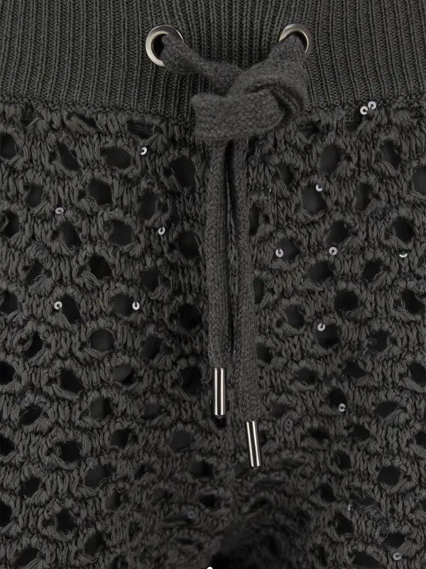Brunello Cucinelli Sequin-embellished Crochet Short Shorts