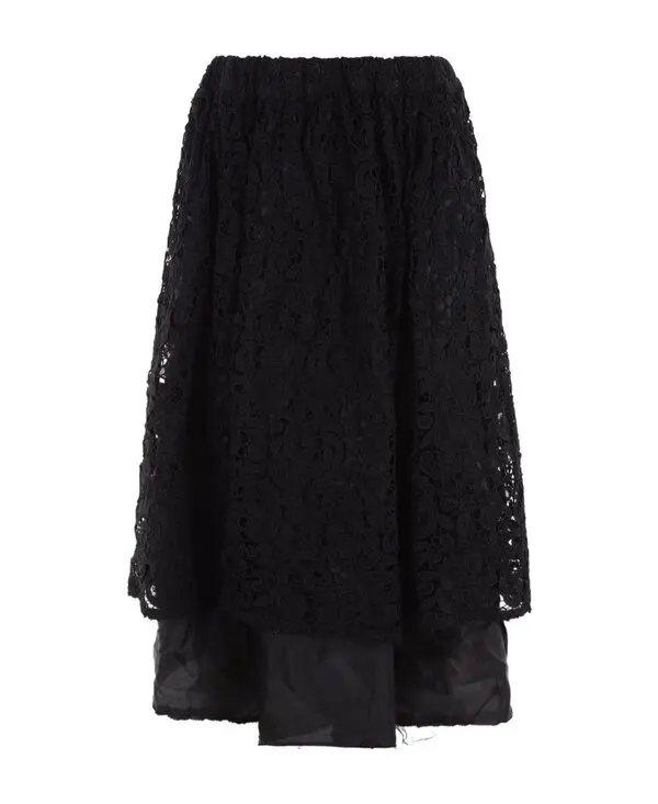 Comme Des Garçons Layered Distressed Midi Skirt - Black