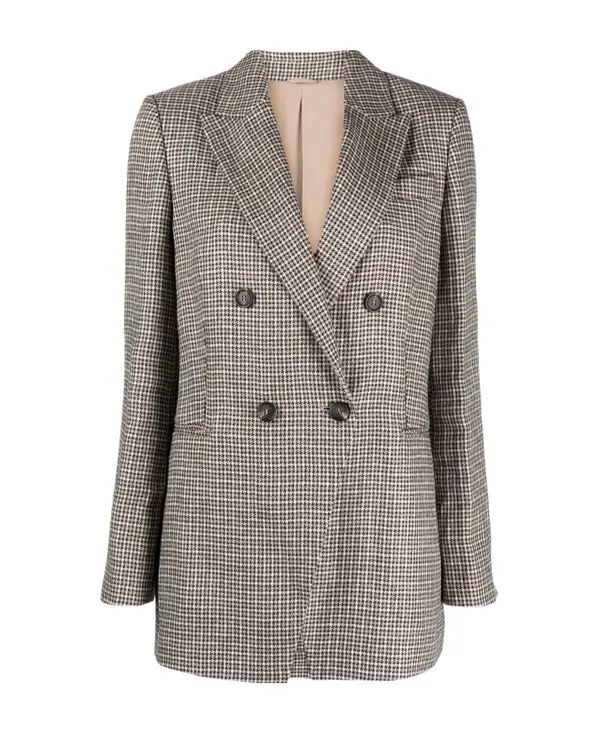Brunello Cucinelli Houndstooth-pattern Double-breasted Blazer