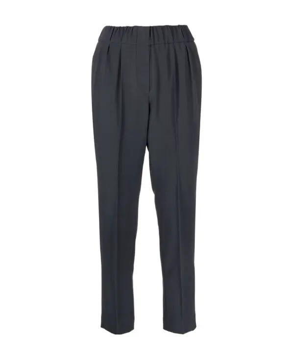 Brunello Cucinelli Cropped Trousers With Elasticated Waist - Blue