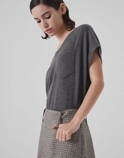 Brunello Cucinelli Houndstooth-pattern Linen-blend Skort