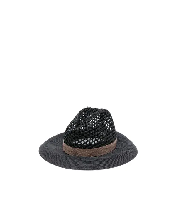 Brunello Cucinelli Perforated Wide-brim Hat - Black