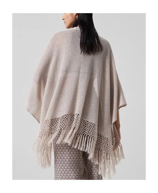 Brunello Cucinelli Fringed Linen Poncho