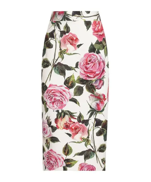 Dolce & Gabbana Dolce Gabbana Rose Printed Midi Skirt