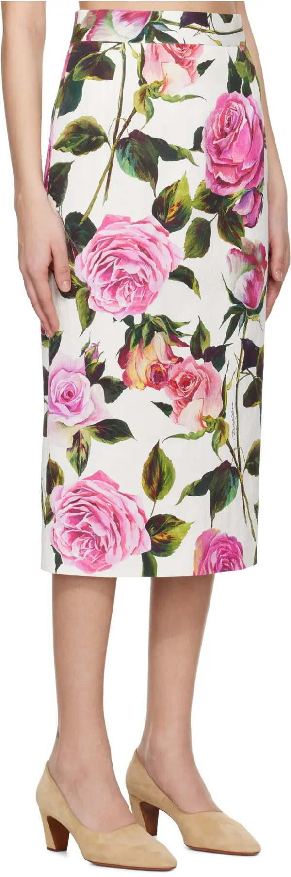 Dolce & Gabbana Dolce Gabbana Rose Printed Midi Skirt