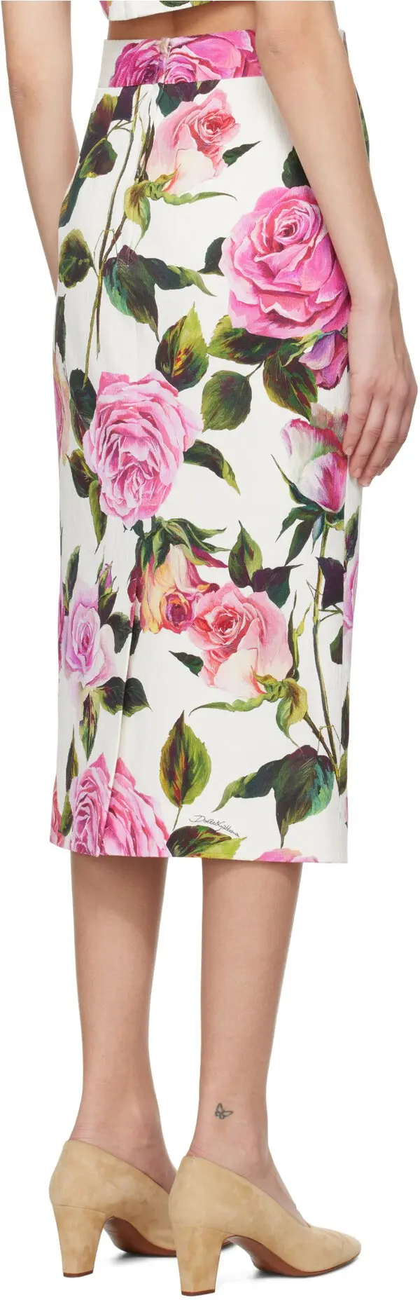 Dolce & Gabbana Dolce Gabbana Rose Printed Midi Skirt
