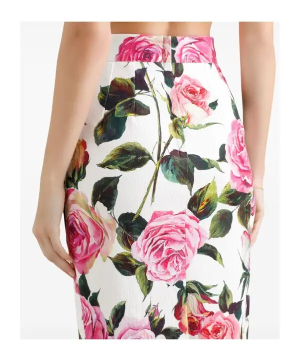 Dolce & Gabbana Dolce Gabbana Rose Printed Midi Skirt