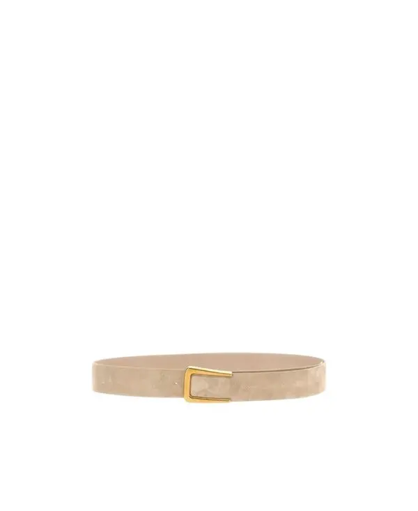 Brunello Cucinelli Leather Belt With Metallic Buckle - Nude