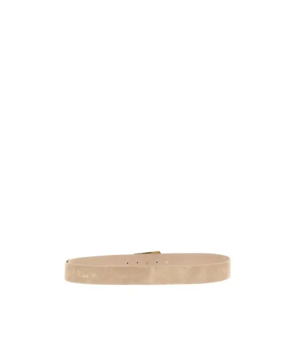 Brunello Cucinelli Leather Belt With Metallic Buckle