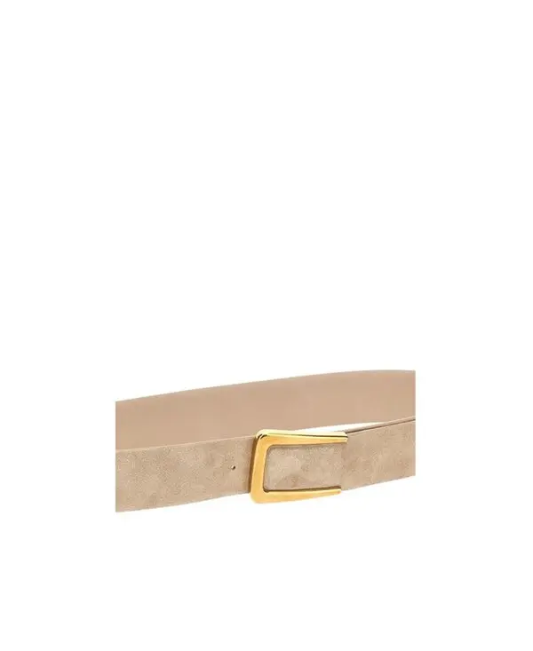 Brunello Cucinelli Leather Belt With Metallic Buckle