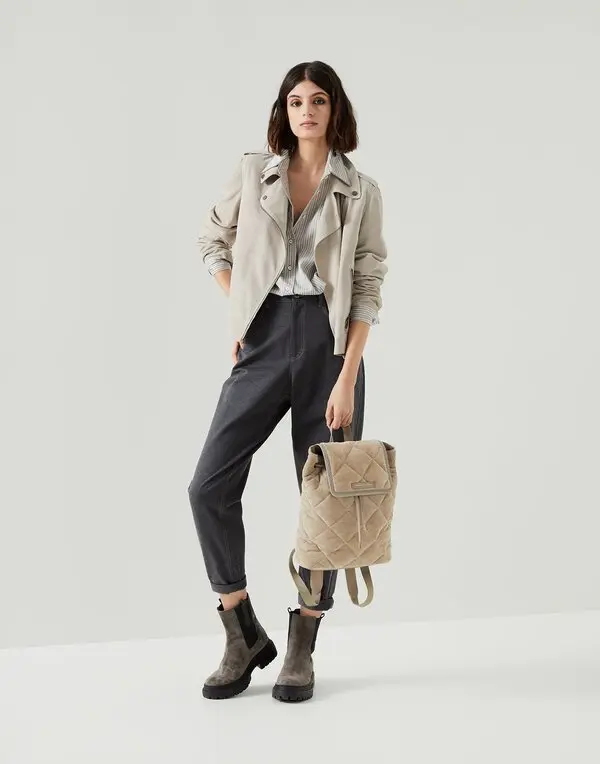 Brunello Cucinelli High-waisted Stretch Cotton Trousers